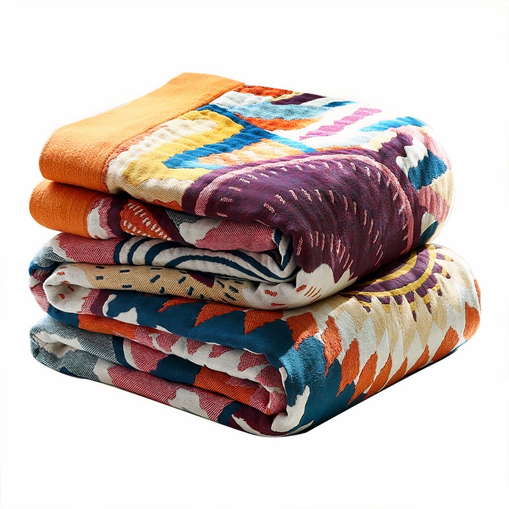 Couverture colorée à motifs et en coton • Mille et une couverture