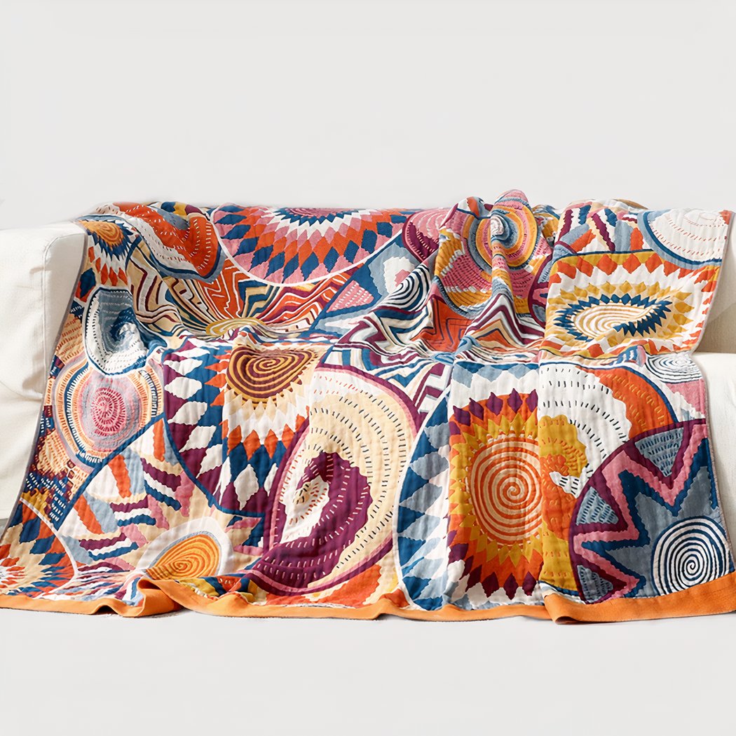 Couverture colorée à motifs et en coton • Mille et une couverture