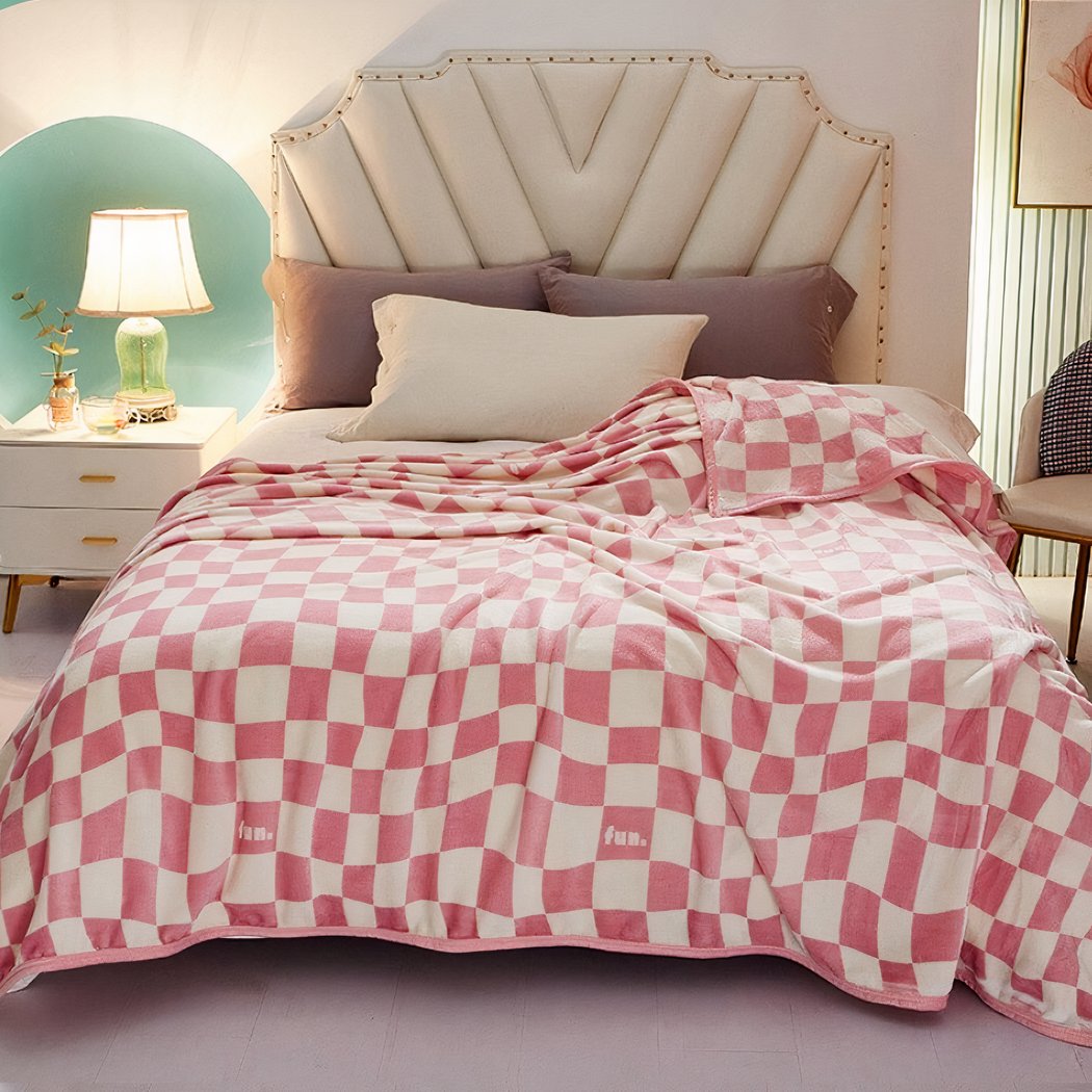 Couverture de lit à carreaux roses • Mille et une couverture