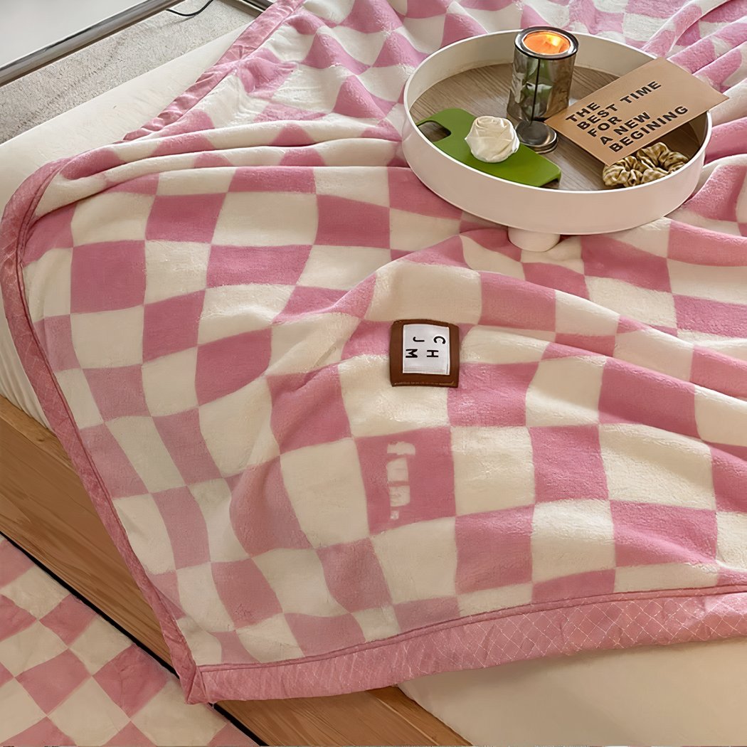 Couverture de lit à carreaux roses • Mille et une couverture